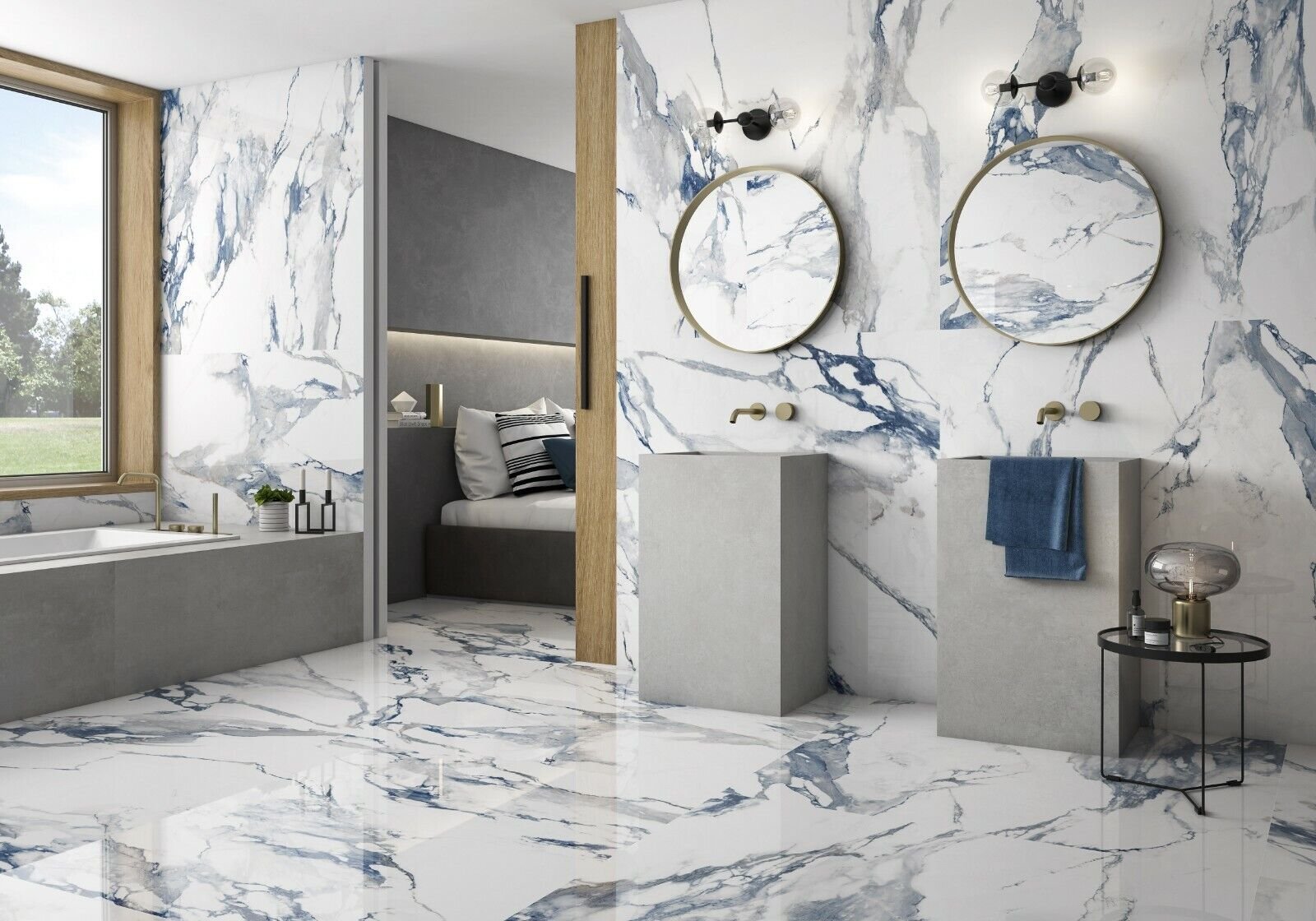 Blue Carrara quartz stone - Miya Stones